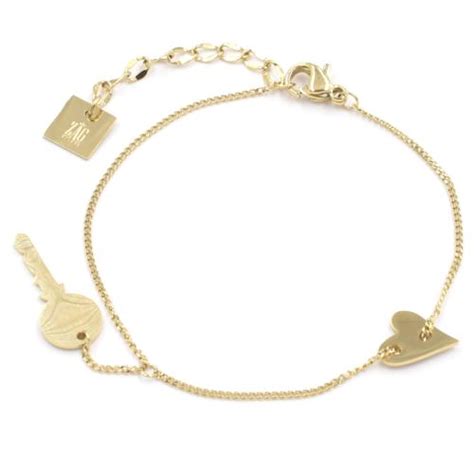 Bracelet ZAG doré coeur et clé apsala