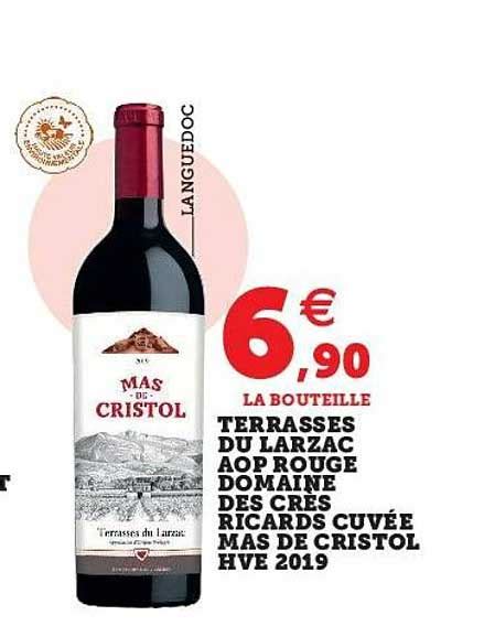 Promo Terrasses Du Larzac Aop Rouge Domaine Des Crès Ricards Cuvée Mas