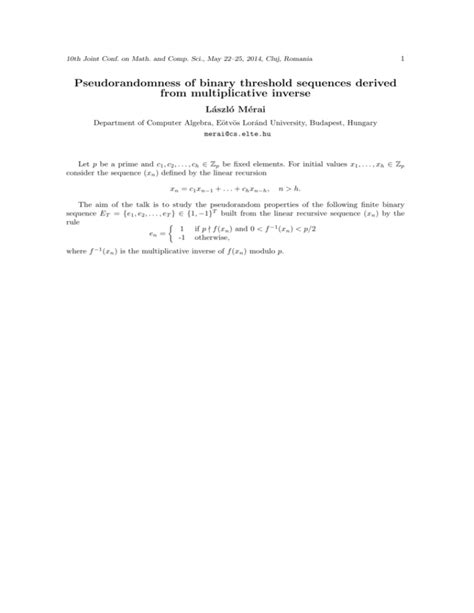 pseudorandomness of binary threshold sequences derived from