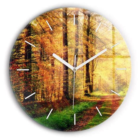Decortapis Horloge Murale En Verre Horloge Ronde 30cm Paysage