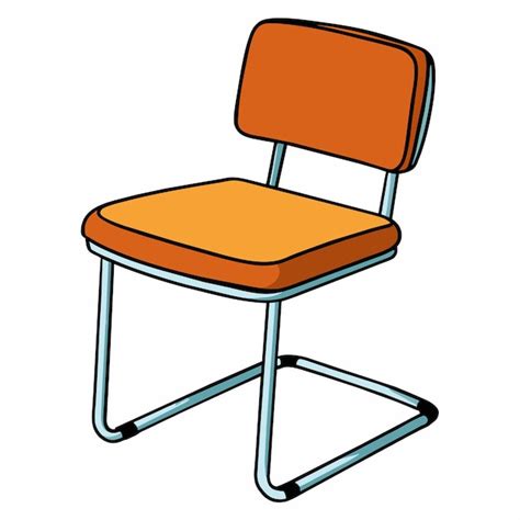 Un Dibujo De Una Silla Que Tiene Un Asiento Rojo Y Una Espalda Blanca
