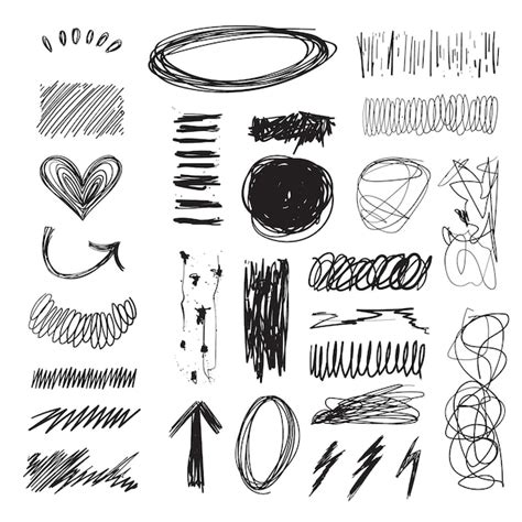 Conjunto De Garabatos Dibujados A Mano Vector Premium