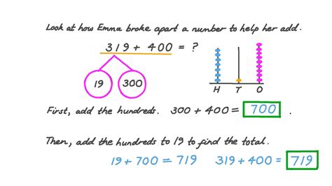question video adding hundreds to a three digit number by breaking parts nagwa