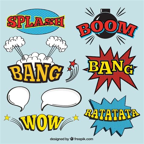 Pack De Onomatopeyas En Estilo Comic Vector Gratis