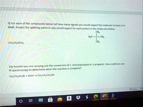 SOLVED 9 For Each Of The Compounds Below Tell How Many Signals You