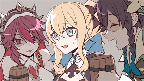 Venti Jean And Rosaria Genshin Impact Drawn By Rome Romedo Danbooru