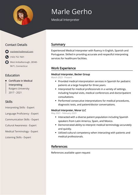 Medical Interpreter Cv Job Description Sample Guide