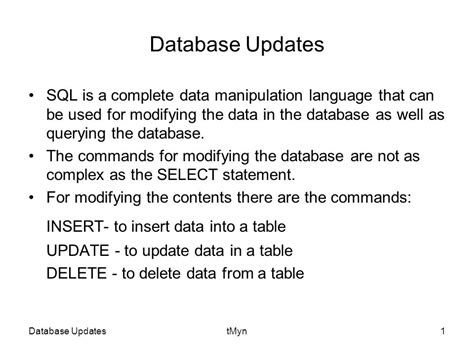 Database Updatestmyn Database Updates Sql Is A Complete Data