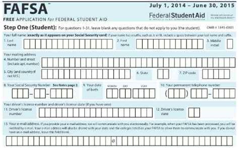 Fafsa Printable Form