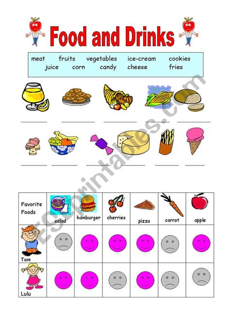Food And Drinks Like Dislike ESL Worksheet By Sirenriver