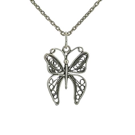 Colgante Con Mariposa De Filigrana Fabricado En Plata De Ley 925 Mls