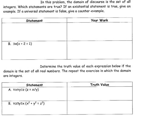 solved in this problem the domain of discourse is the set