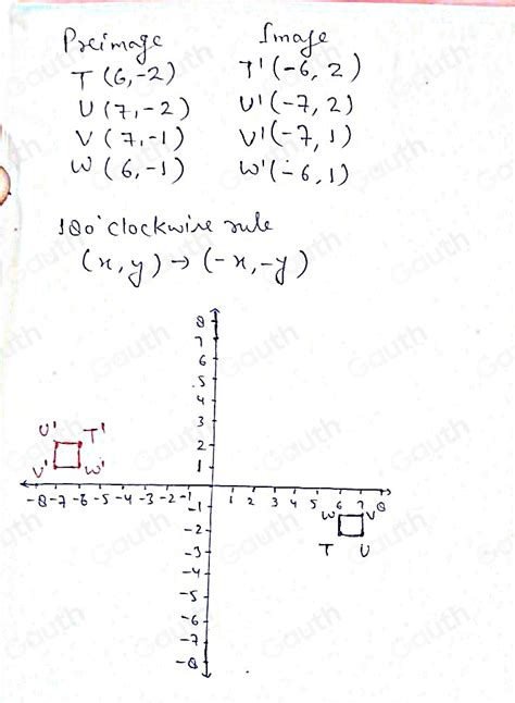 solved graph the image of square tuvw after a rotation 180° clockwis the origin 10
