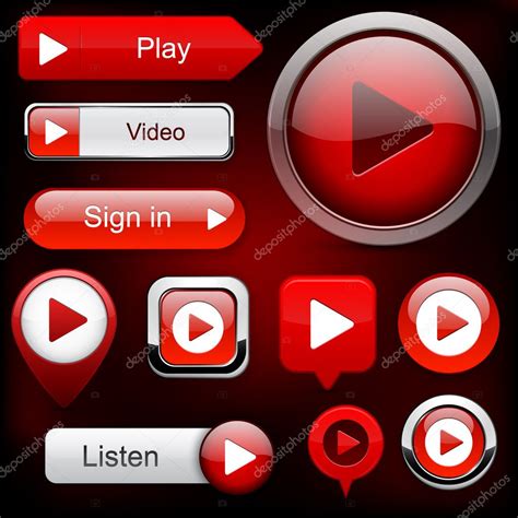Play High Detailed Modern Buttons Stock Vector Maxborovkov