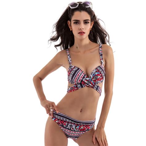 Bikinis Women Print Floral Sexy Bikini Set Women Swims Swimsuit Push Up