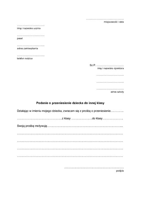 Podanie O Przeniesienie Do Innej Szkoy Argumenty Question