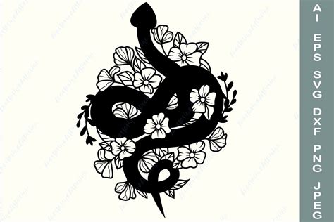 Floral Snake Svg Flower Ball Python Svg Graphic By Anastasiyaartdesign