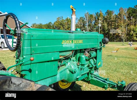 Antique Green John Deere Tractor On Display At A Rural Alabama Farmer S