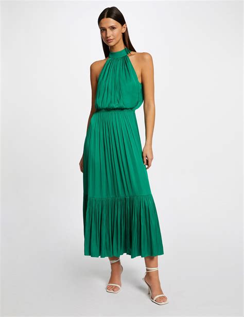 Robe longue évasée fluide vert femme Morgan