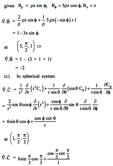 determine the divergence of the following vector fields at given points i vector a yzi 4