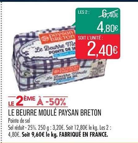 Offre Le Beurre Moulé Paysan Breton chez Match