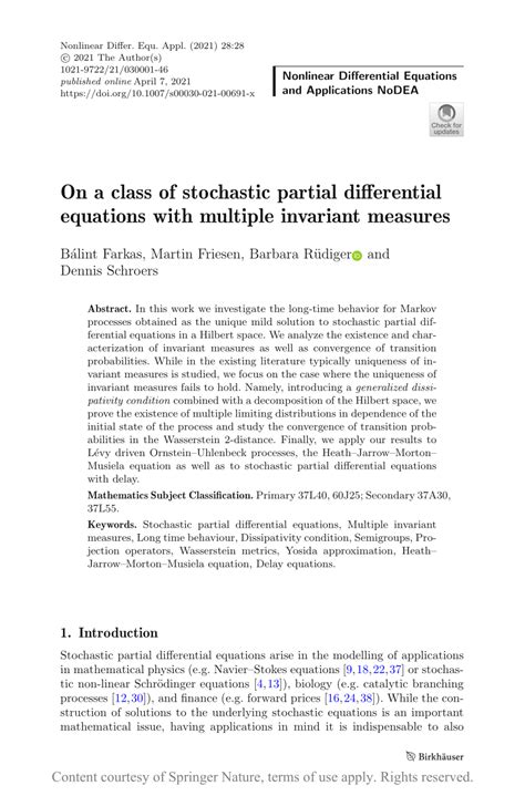 pdf on a class of stochastic partial differential equations with multiple invariant measures