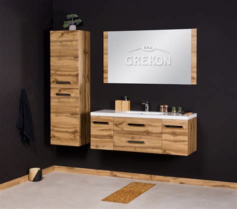 Szafka łazienkowa dąb naturalny 120cm FOKUS NEW z umywalką FKSN NE