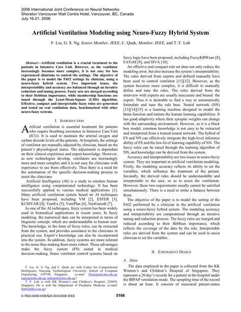 pdf artificial ventilation modeling using neuro fuzzy hybrid system