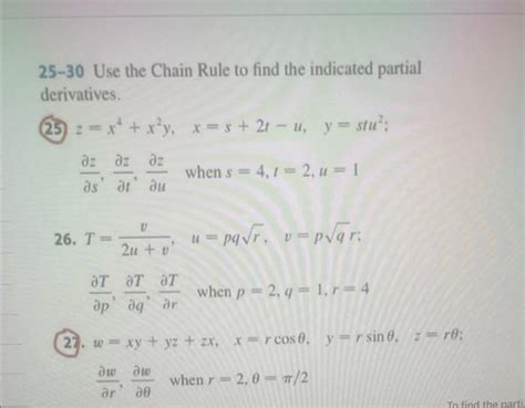 solved 25 30 use the chain rule to find the indicated