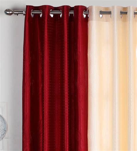 Buy Polyester Semisheer Feet Eyelet Set Of Curtains By Palars