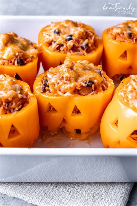 Halloween Stuffed Peppers Jack O Lanterns My Heavenly Recipes