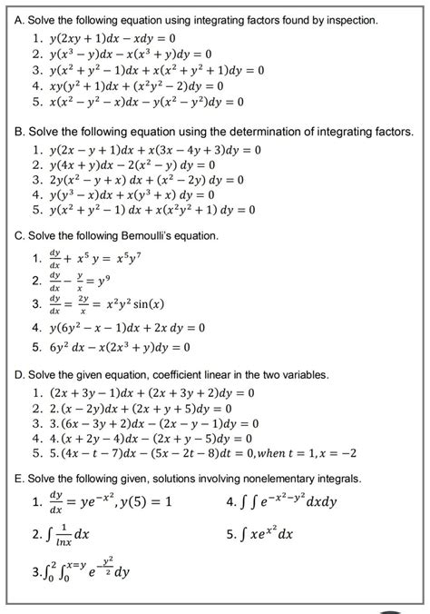 solved a solve the following equation using integrating