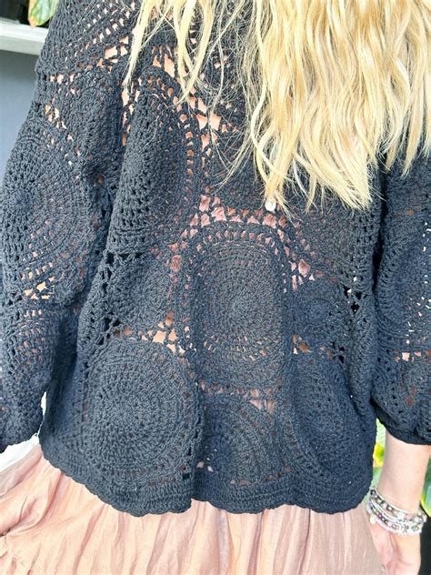 CARDIGAN KAI CROCHET BLACK Naked Gypsy