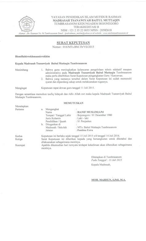 Sk Pengangkatan Kepala Perpustakaan Sekolah Kumpulan Contoh Surat