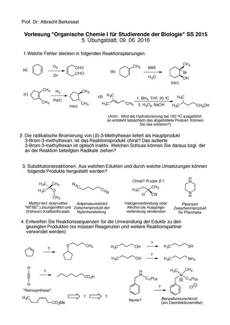 5 Ubung 09 Übungen zur Vorlesung Organische Chemie Prof Dr
