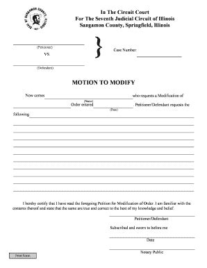Fillable Online Motion To Modify Motion To Modify Fax Email Print