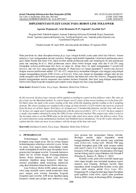 pdf implementasi fuzzy logic pada robot line follower syarifah nur