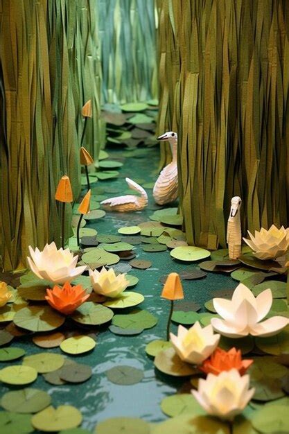 Premium AI Image There Are Two Swans In A Pond Of Water Lillies With