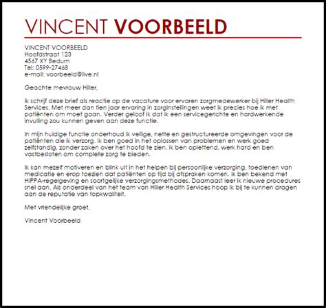 Motivatiebrief Voorbeeld Zorg