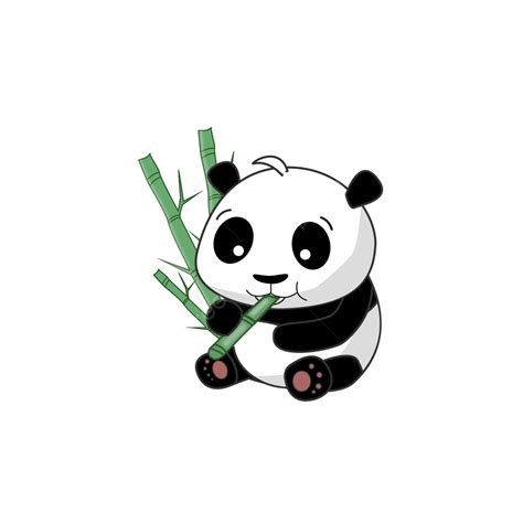 Cute Cartoon Pandas Eating Bamboo