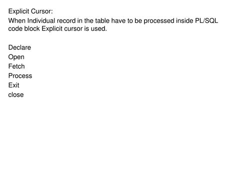 Ppt What Is Cursor Types Of Cursor 1 Implicit 2 Explicit Powerpoint Presentation Id3725759