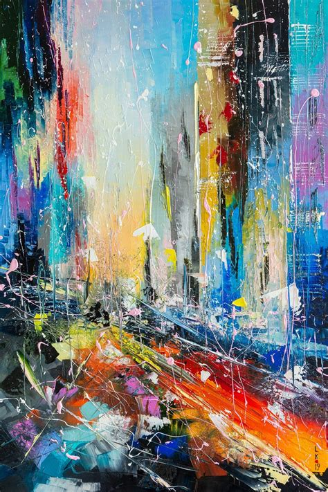 Abstract Oil Painting On Canvas Abstract Cityscape Etsy