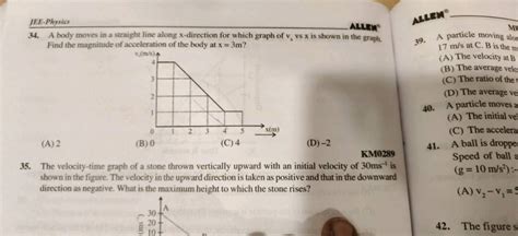 KM10289 35 The Velocity Time Graph Of A Stone Thrown Vertically Upward W