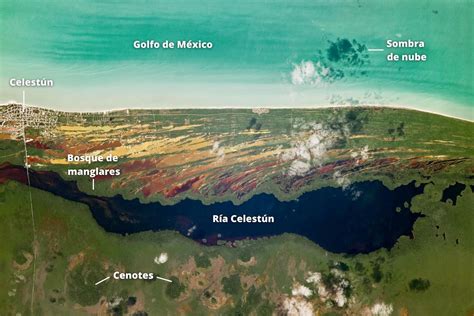 Relieve kárstico y colores en la península de Yucatán fotografiada
