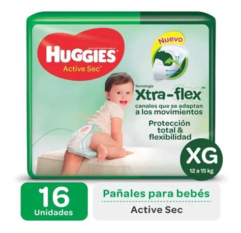Pañales Huggies Active Sec Xg X 16 2 Packs MercadoLibre