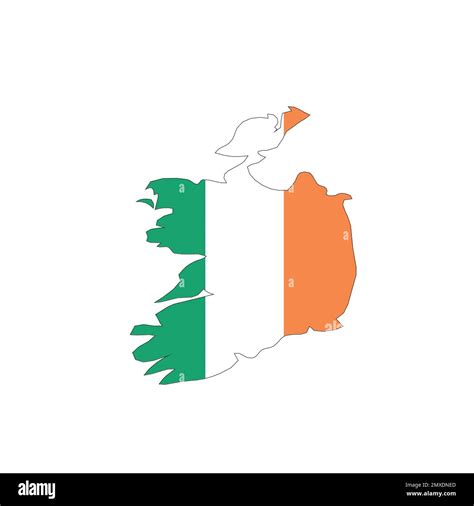 Ireland National Flag In A Shape Of Country Map Stock Vector Image