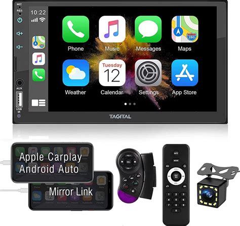 Tagital Double Din Car Stereo Apple Carplay Android Auto 7 Inch HD