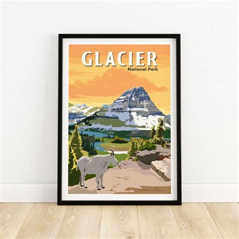 Glacier National Park Poster Print Art Glacier National Park Etsy