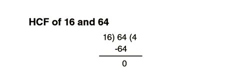 hcf of 16 and 64 calculation methods and examples