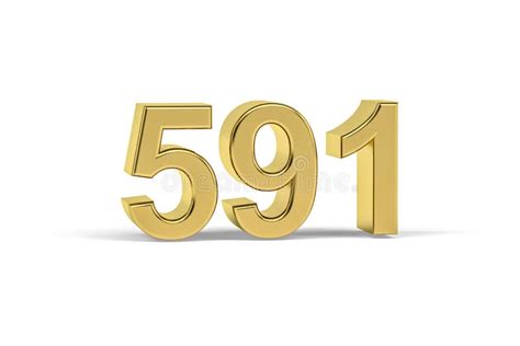 Golden 3d Number 591 Year 591 Isolated On White Background Stock
